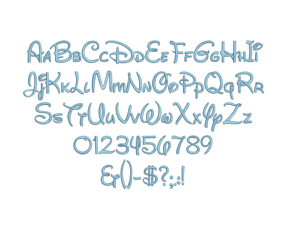 Disney embroidery font formats bx, dst, exp, pes, jef and xxx, Sizes 1 ...