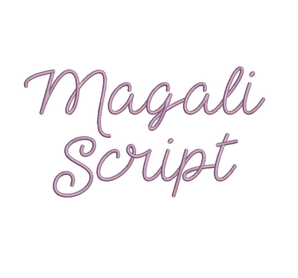 Magali script embroidery font formats dst, exp, pes, jef and xxx, Size ...