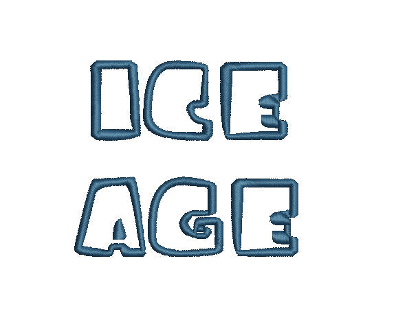 Ice Age embroidery font formats bx, dst, exp, pes, jef and xxx, Sizes ...