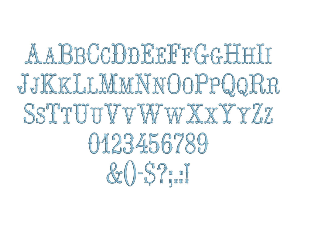 Hoedown Western embroidery font formats dst, exp, pes, jef and xxx, Si ...