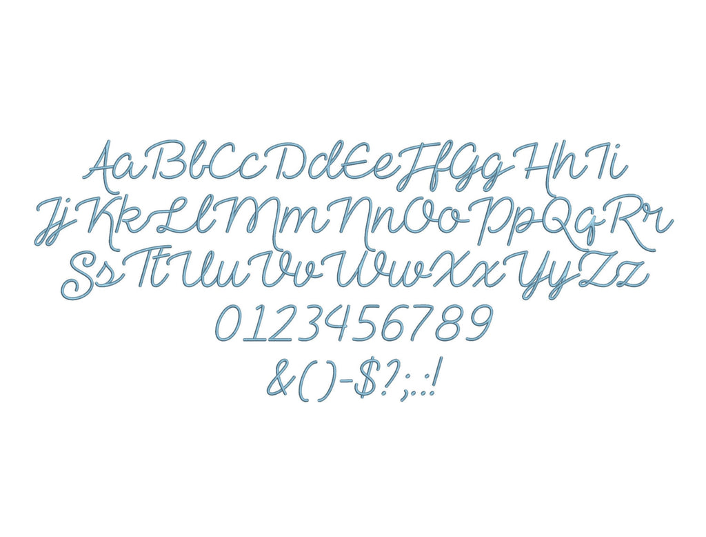 Magali script embroidery font formats dst, exp, pes, jef and xxx, Size ...
