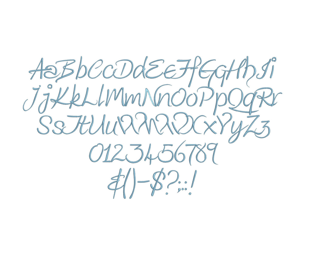 Kingthings Wrote Script embroidery font formats dst, exp, pes, jef and ...