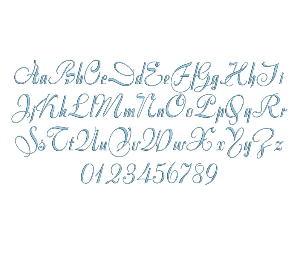 Variante Initials Script embroidery font formats dst, exp, pes, jef an ...