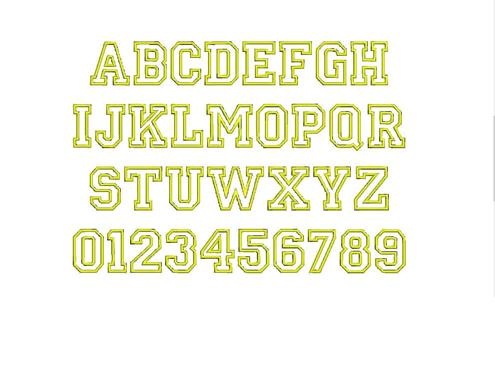 College Appliqué embroidery font PES format 13 Sizes instant download ...