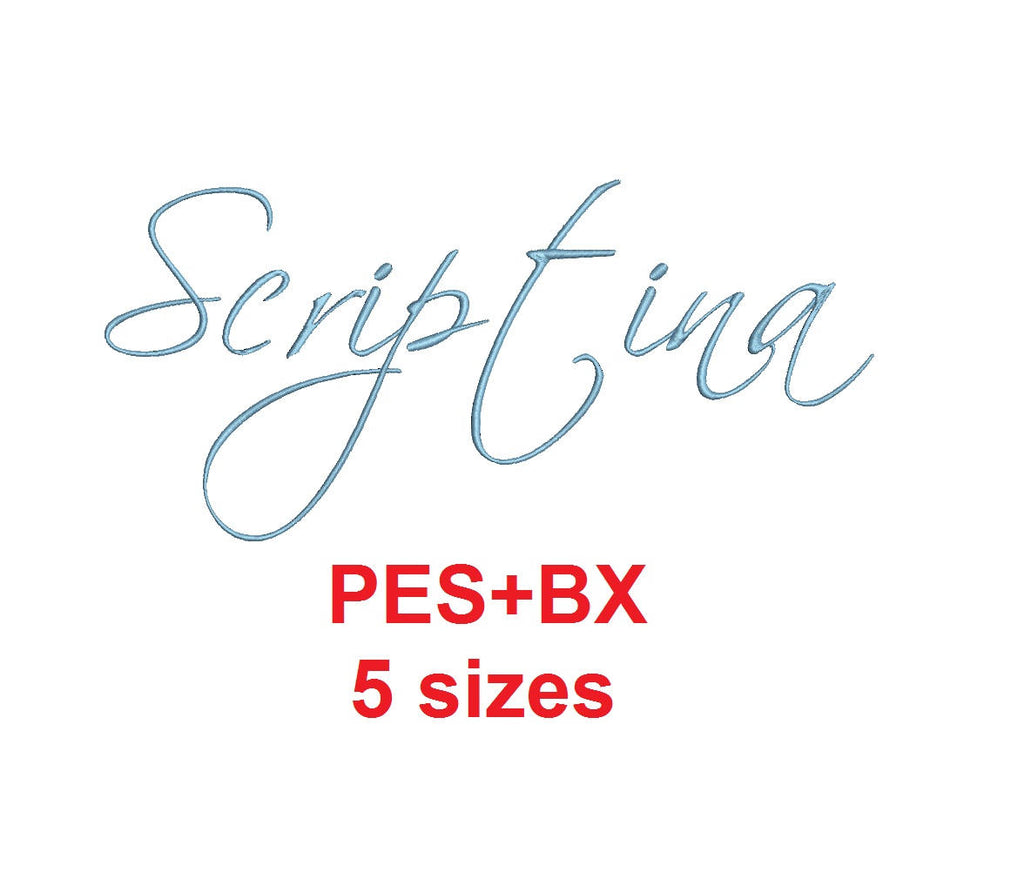 Scriptina Script embroidery font formats bx (which converts to 17 mach ...