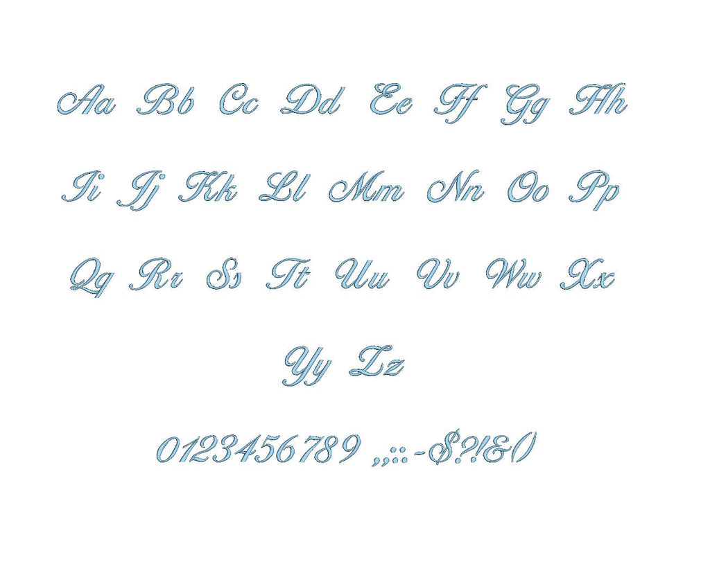 Ballantines Script embroidery BX font Sizes 0.25 (1/4), 0.50 (1/2), 1 ...
