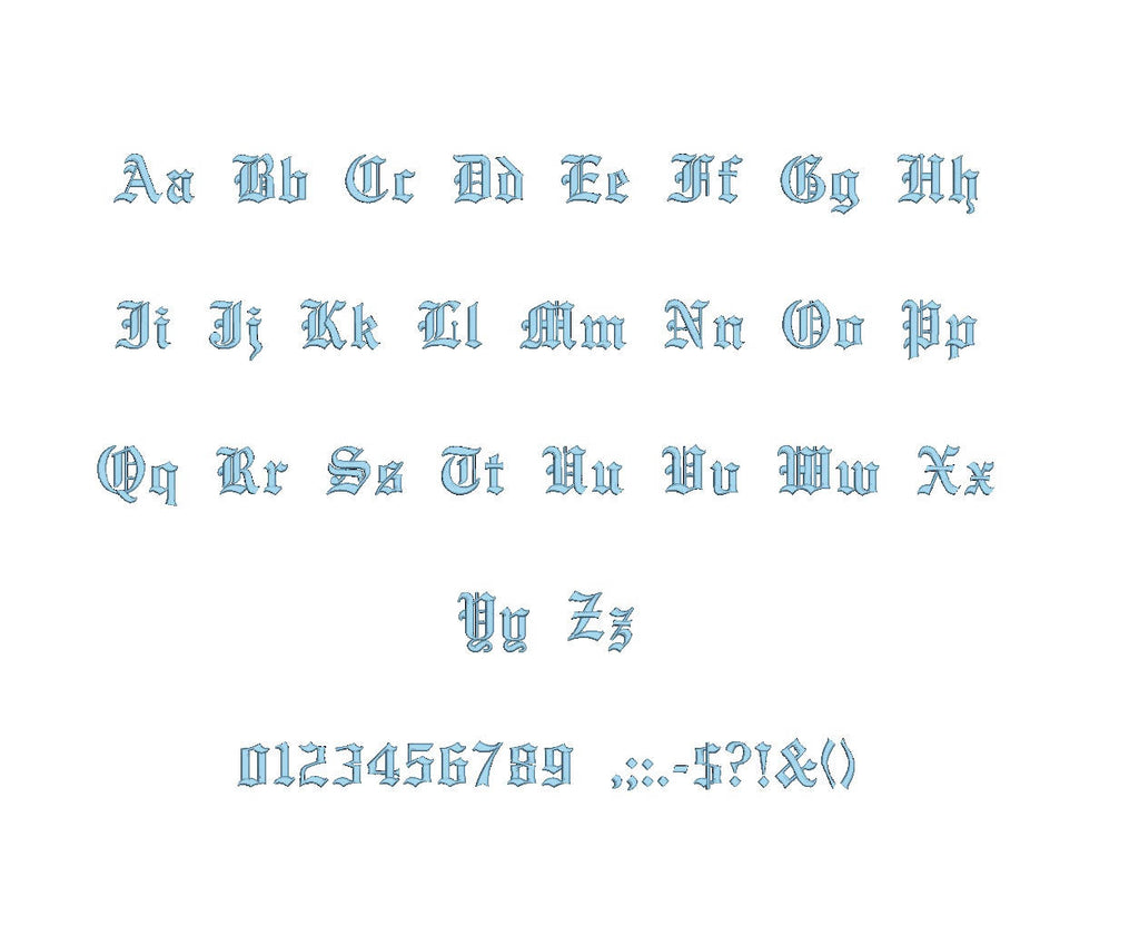 Old English embroidery font PES format 15 Sizes instant download ...