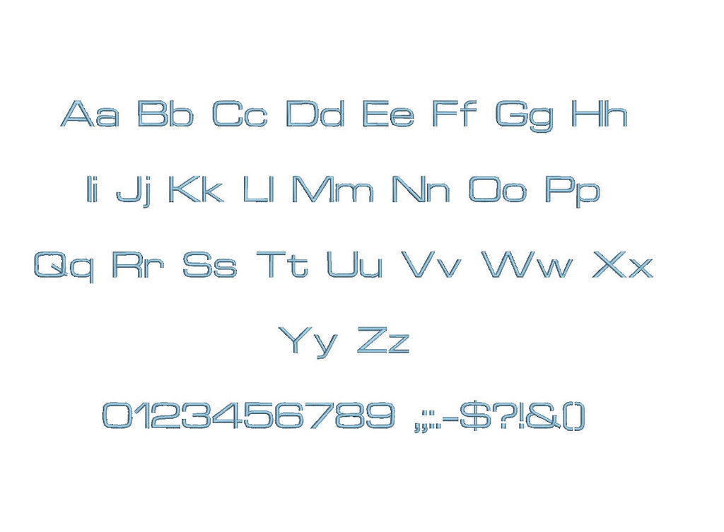 Microgramma embroidery BX font Sizes 0.25 (1/4), 0.50 (1/2), 1, 1.5, 2 ...