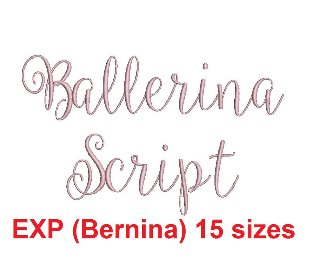 Ballerina Script embroidery font EXP for Bernina format 15 Sizes insta ...