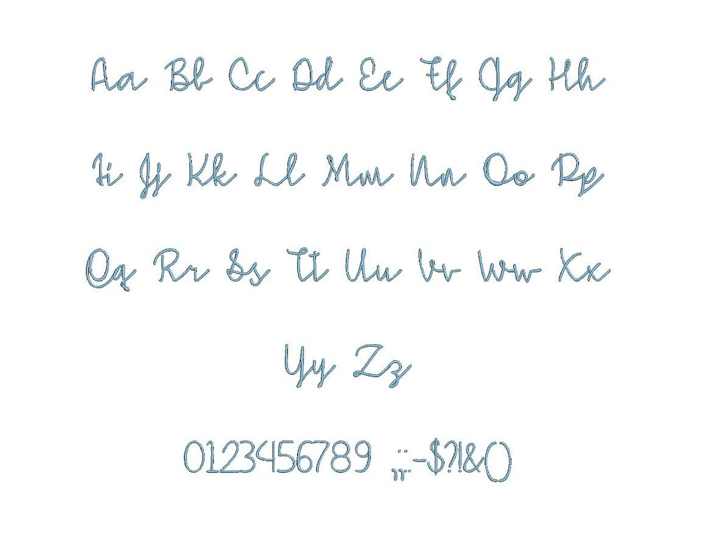 Simple Signature embroidery font PES format 15 Sizes 0.25 (1/4), 0.5 ...
